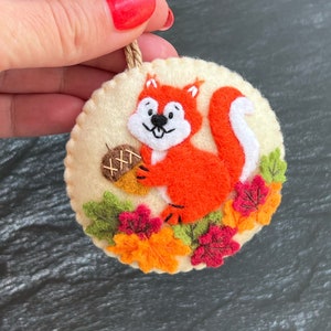 Felt Fall Ornament With Squirrel Fall Tree Decoration Fall Hanging ...