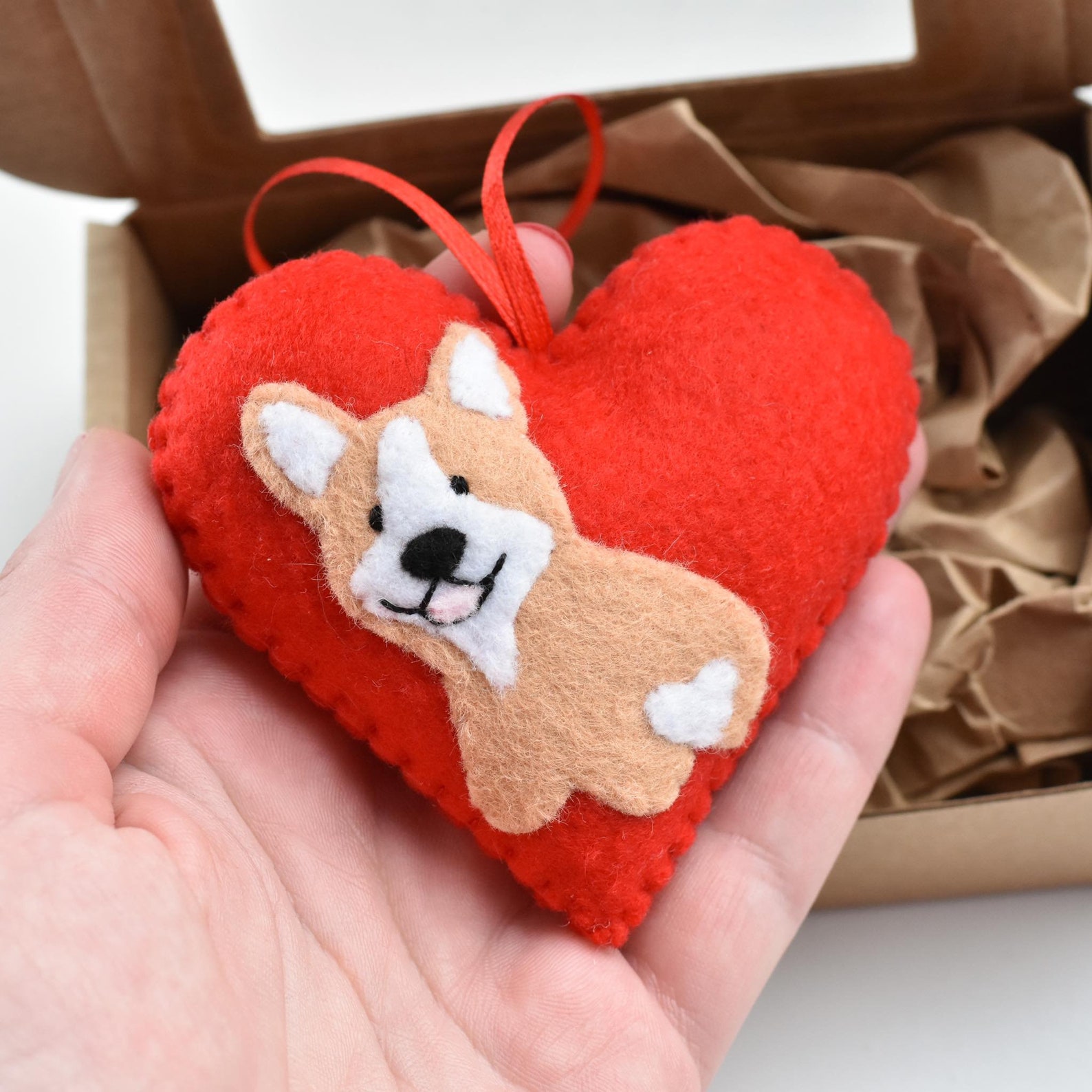 Corgi Felt Corgi Dog Ornament Felt Christmas Ornament - Etsy