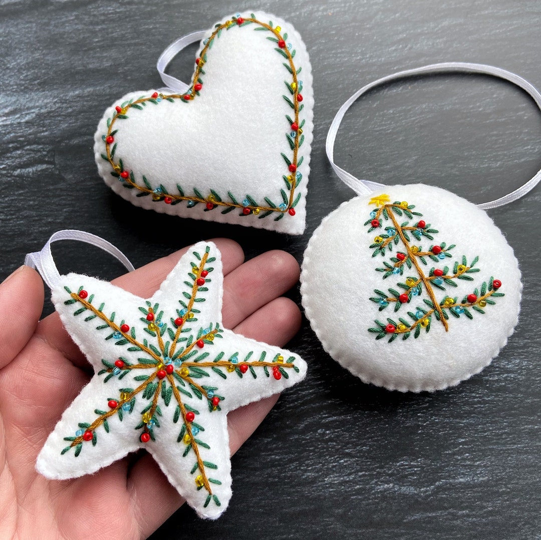 Set of 3, Christmas Ornaments, Felt Christmas Decorations, Christmas ...