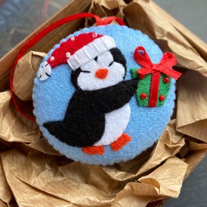 Handmade Felt Penguin, Christmas Tree Decoration, Felt Christmas ...
