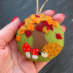 Felt Fall Decoration Fall Tree Ornament Fall Hedgehog Ornament Felt ...