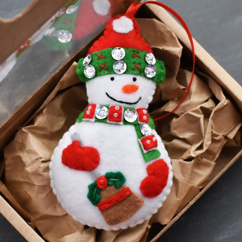 Christmas Ornament Snowman Felt Snowman Christmas Tree - Etsy