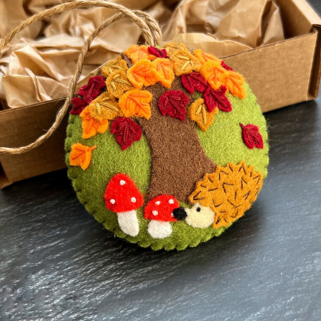 Felt Fall Decoration Fall Tree Ornament Fall Hedgehog Ornament Felt ...