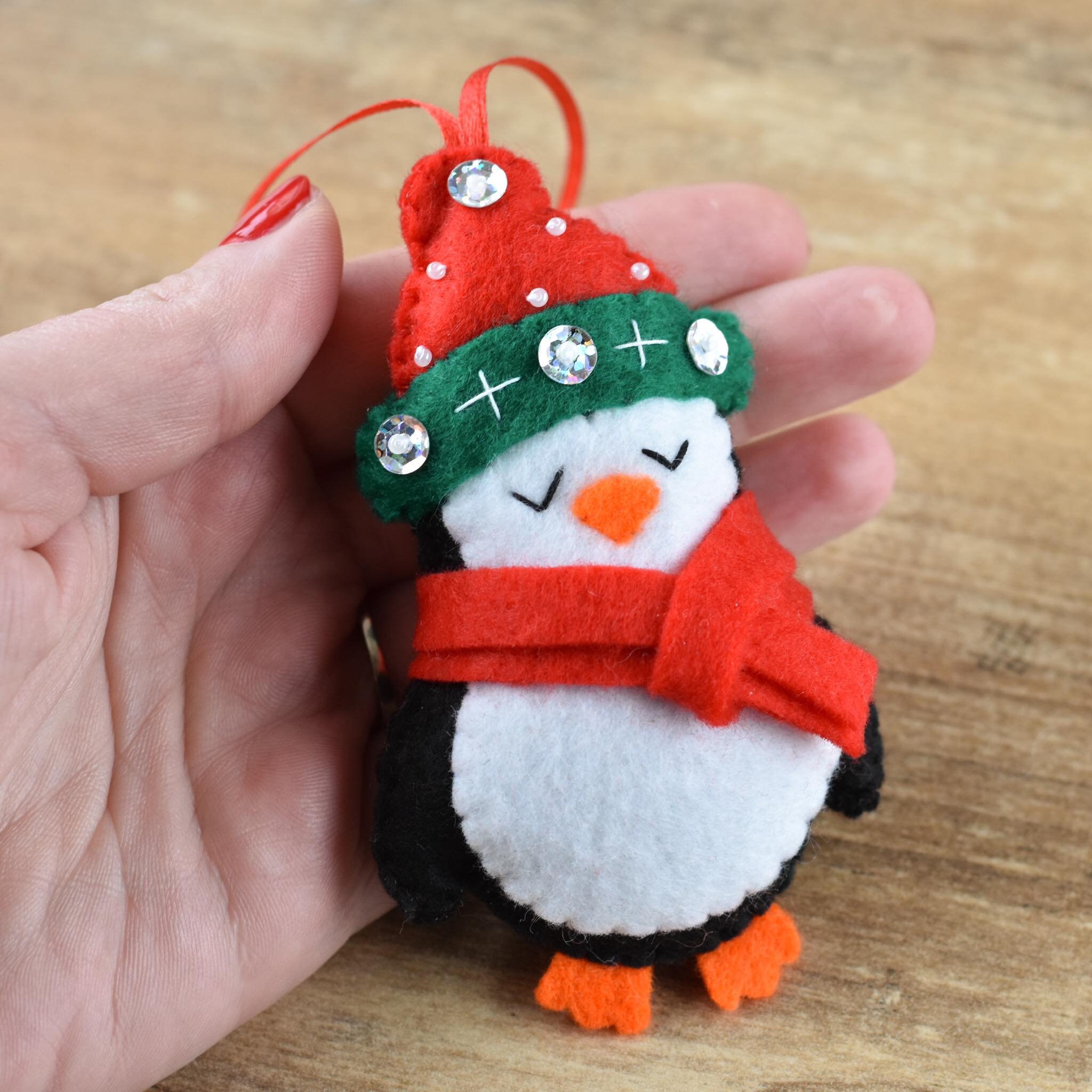 Penguin, Christmas Decorations, Felt Christmas Ornament, Felt Penguin ...