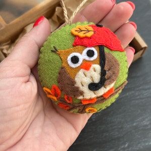 Fall Tree Decoration, Felt Fall Decor, Owl With Umbrella, Fall Ornament ...
