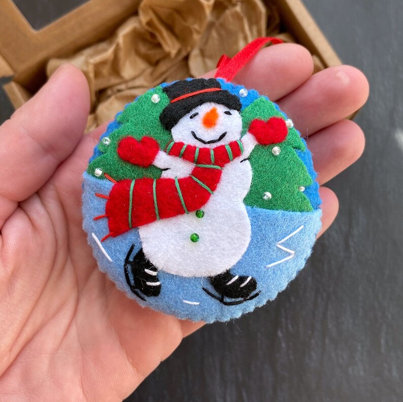 Felt Snowman Ornament Christmas Decorations Felt Christmas | Etsy