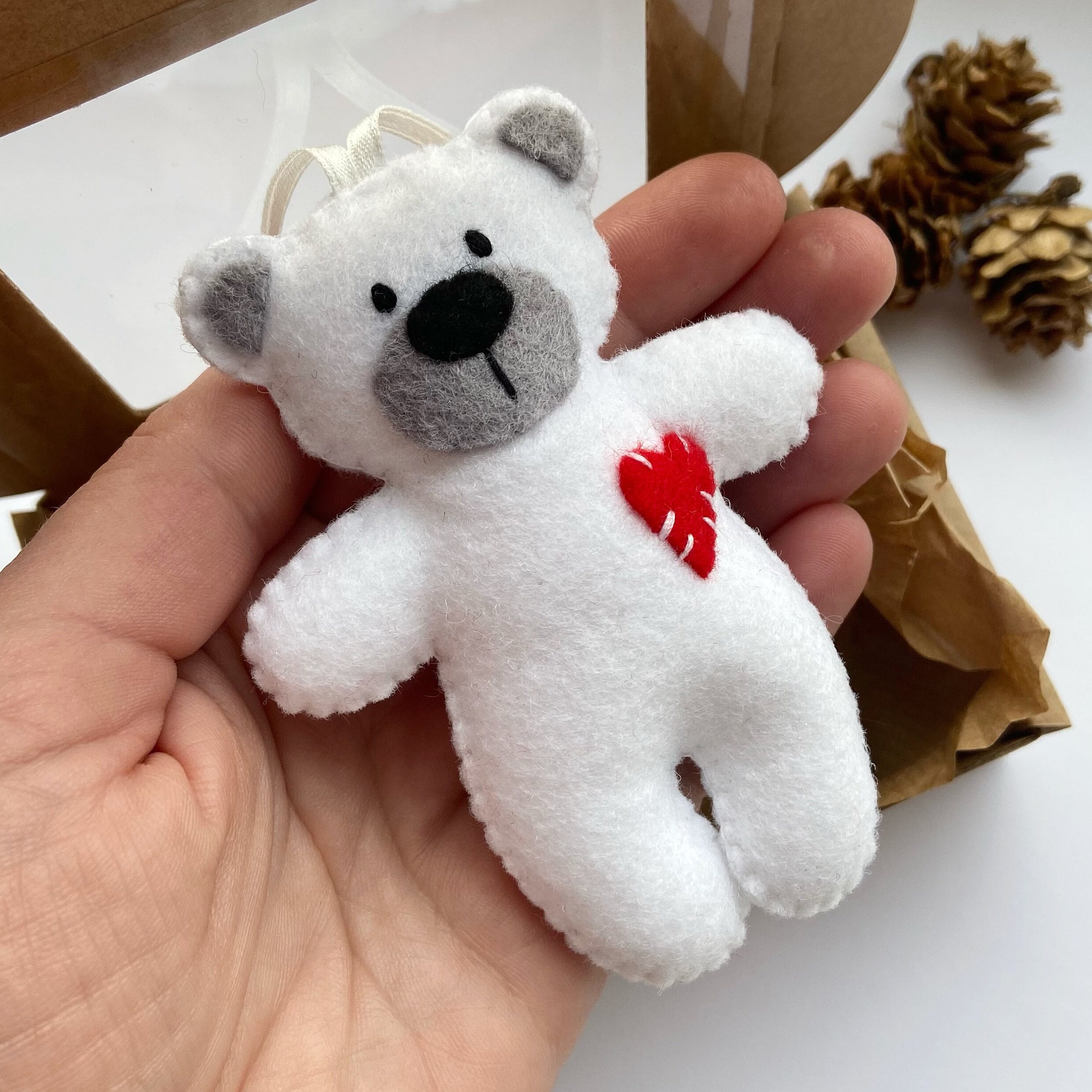 Teddy Bear Felt Animal Felt Christmas Ornament Christmas - Etsy