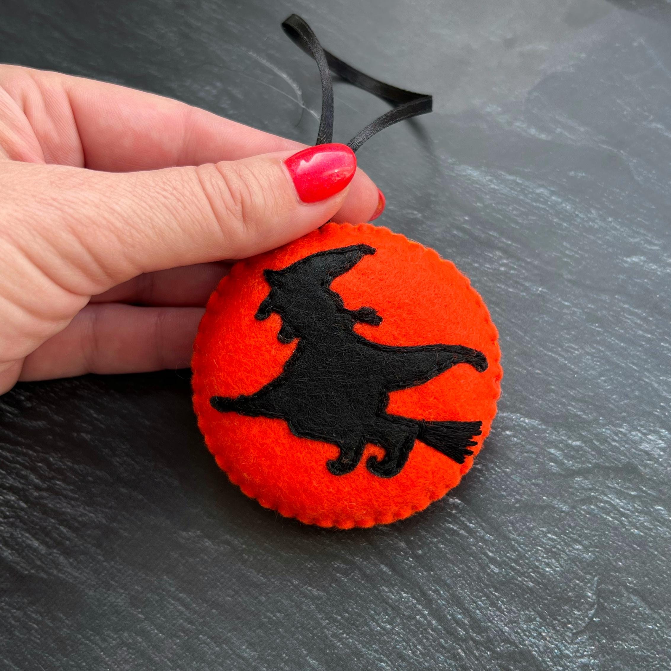 Felt Halloween Ornaments, Black Cat, Witch, Haunted House, Set of 3 - Etsy
