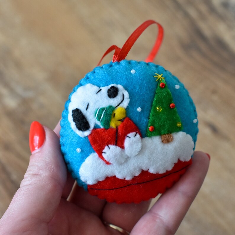 Snoopy Christmas Felt Christmas Ornament Christmas Decorations - Etsy