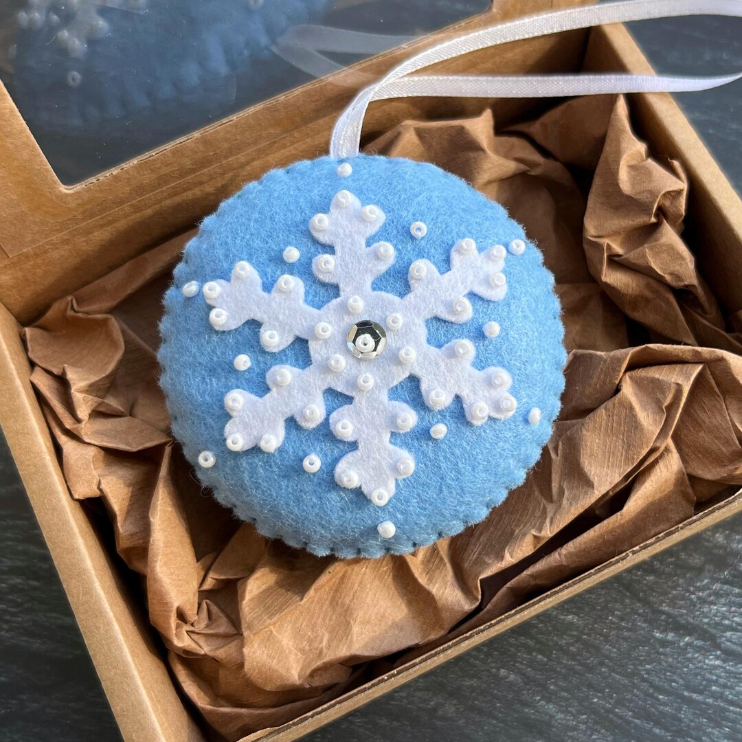 Handmade Felt Snowflake Ornament, Christmas Tree Decoration - Etsy