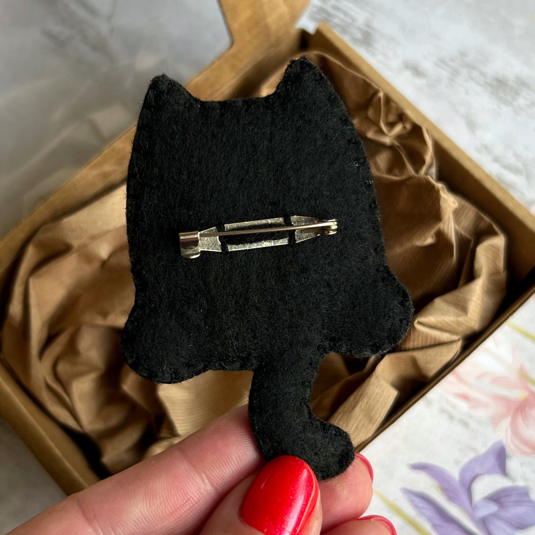 Handmade Felt Cat Brooch – Cute Black Cat Pin, Cat Lover Gift - Etsy