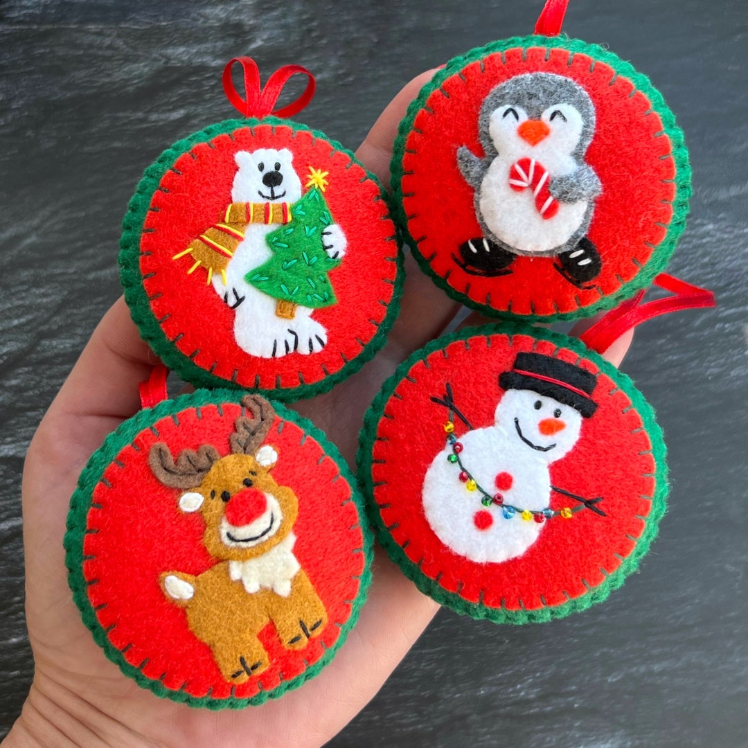 Christmas Decorations, Felt Christmas Ornaments, Snowman, Reindeer ...