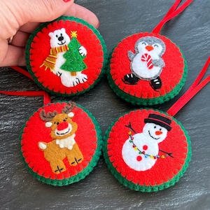 Christmas Decorations, Felt Christmas Ornaments, Snowman, Reindeer ...