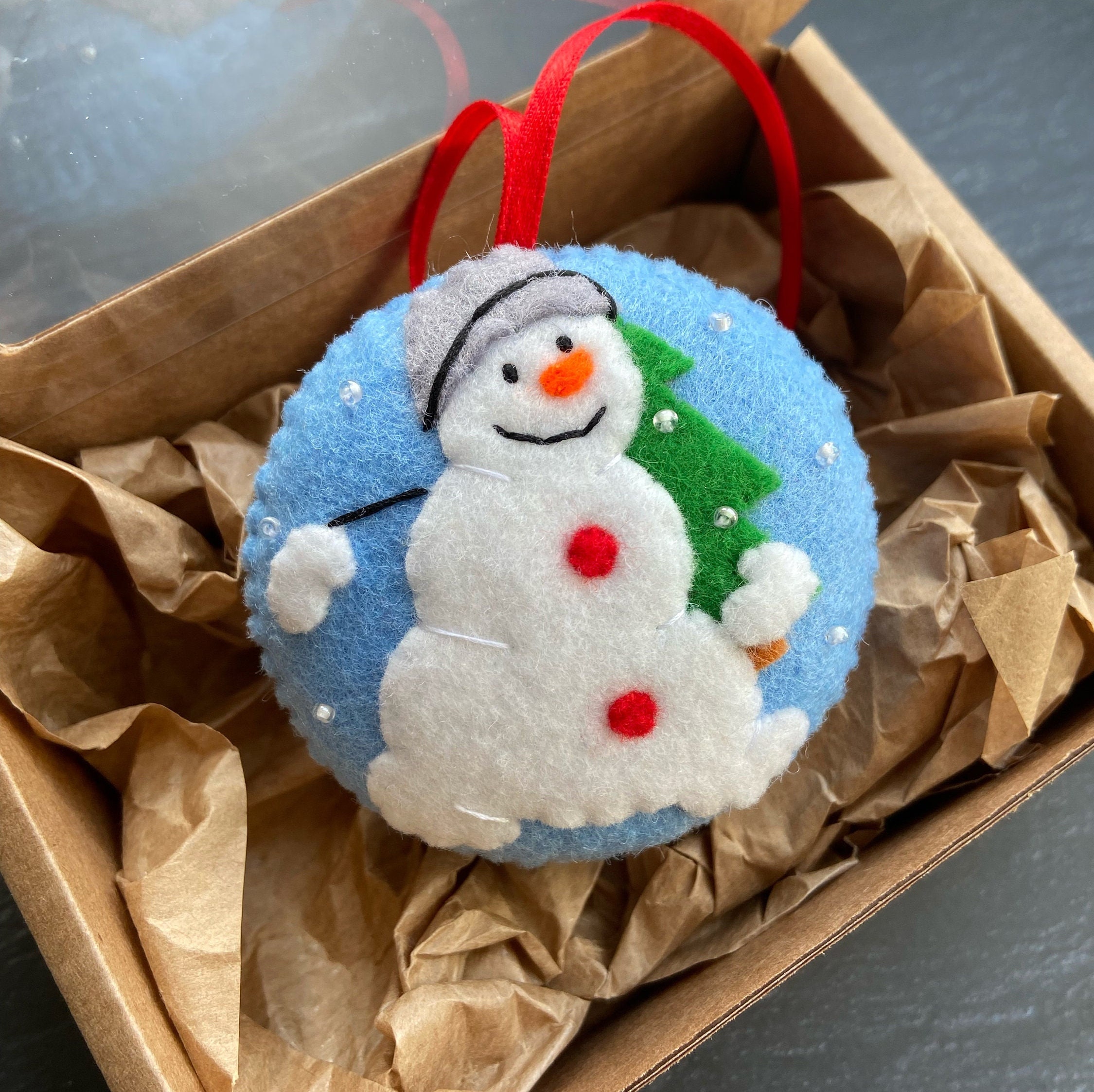 Snowman Christmas Ornament Felt Christmas Decorations Felt | Etsy