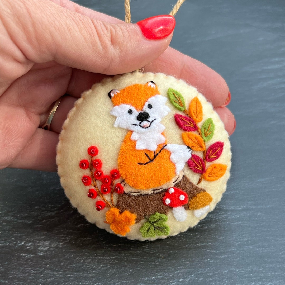 Felt Fall Decoration, Fox Ornament, Fall Tree Decoration, Autumn ...