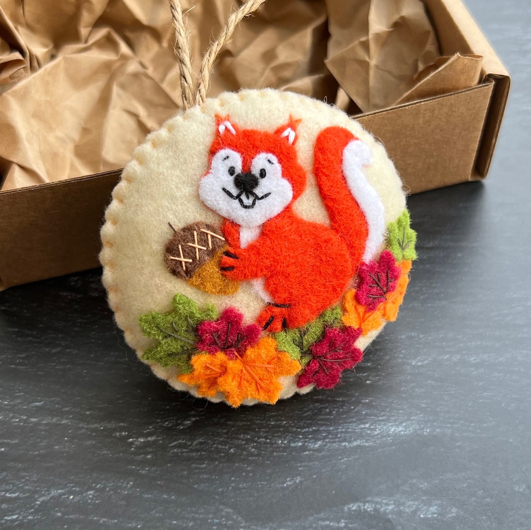 Felt Fall Ornament With Squirrel Fall Tree Decoration Fall Hanging ...