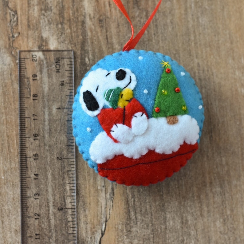 Snoopy Christmas Felt Christmas Ornament Christmas Decorations - Etsy UK