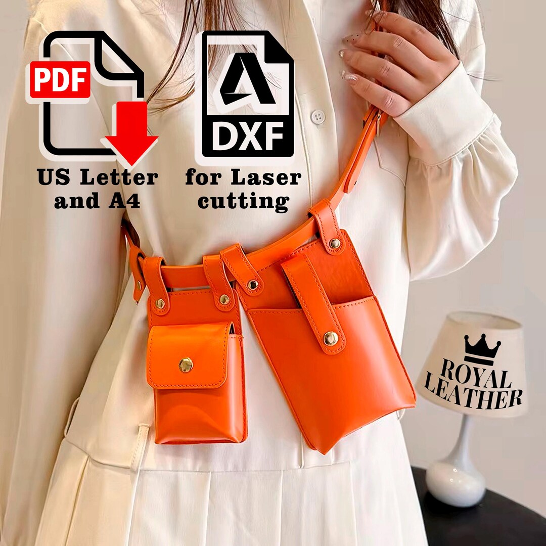 PDF and DXF Pattern Waist Belt Bag Pattern - Hip Bag Template - Leather ...