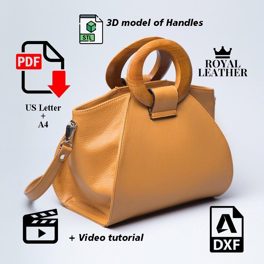 Leather Tophandle Bag Template: DIY Sewing Pattern With 3d-printed ...
