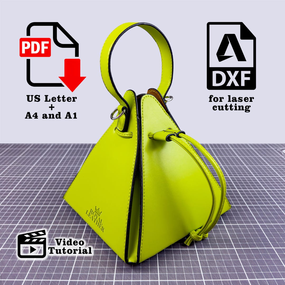 PDF & DXF Pattern Crossbody Bucket Bag Template Pyramid Shoulder ...