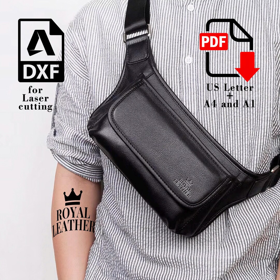 PDF and DXF Pattern Sling Bag Template Crossbody Leather Bag Belt Bag ...