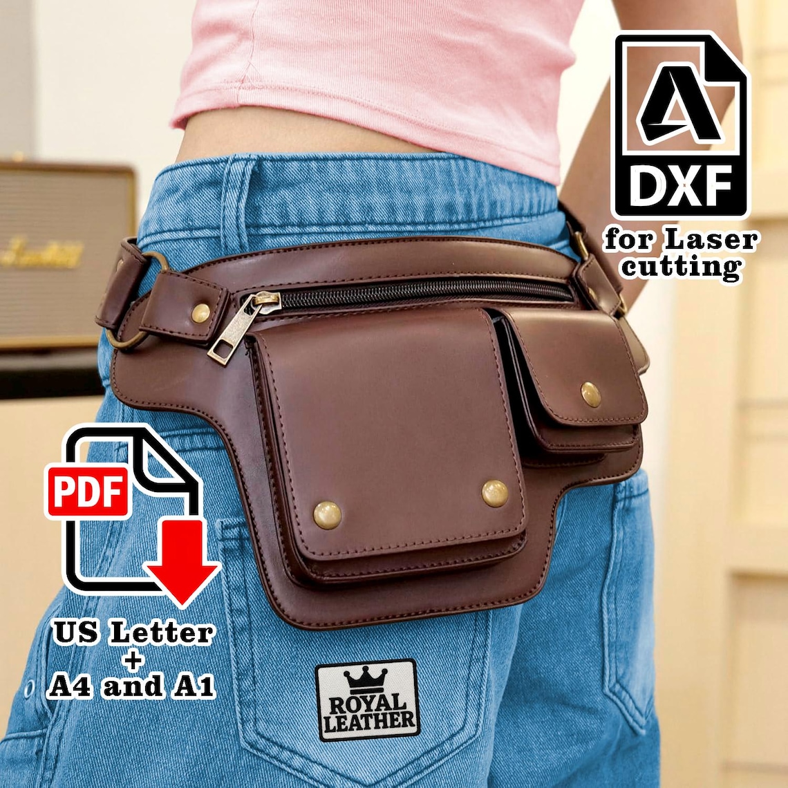 Waist Belt Bag PDF Pattern: Laser Cut Hip Bag Template (digital ...