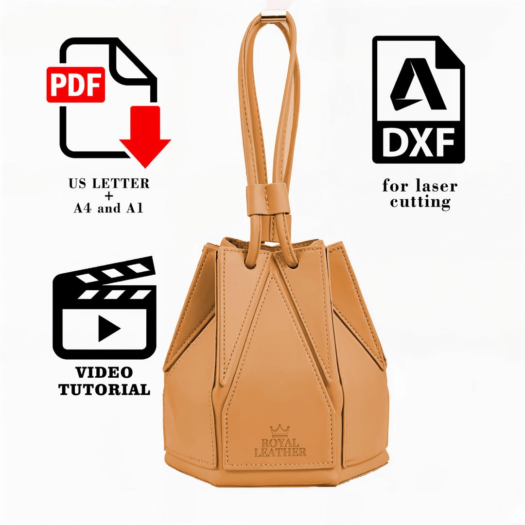 PDF and DXF Pattern Crossbody Bucket Bag Template Handbag Shoulder ...