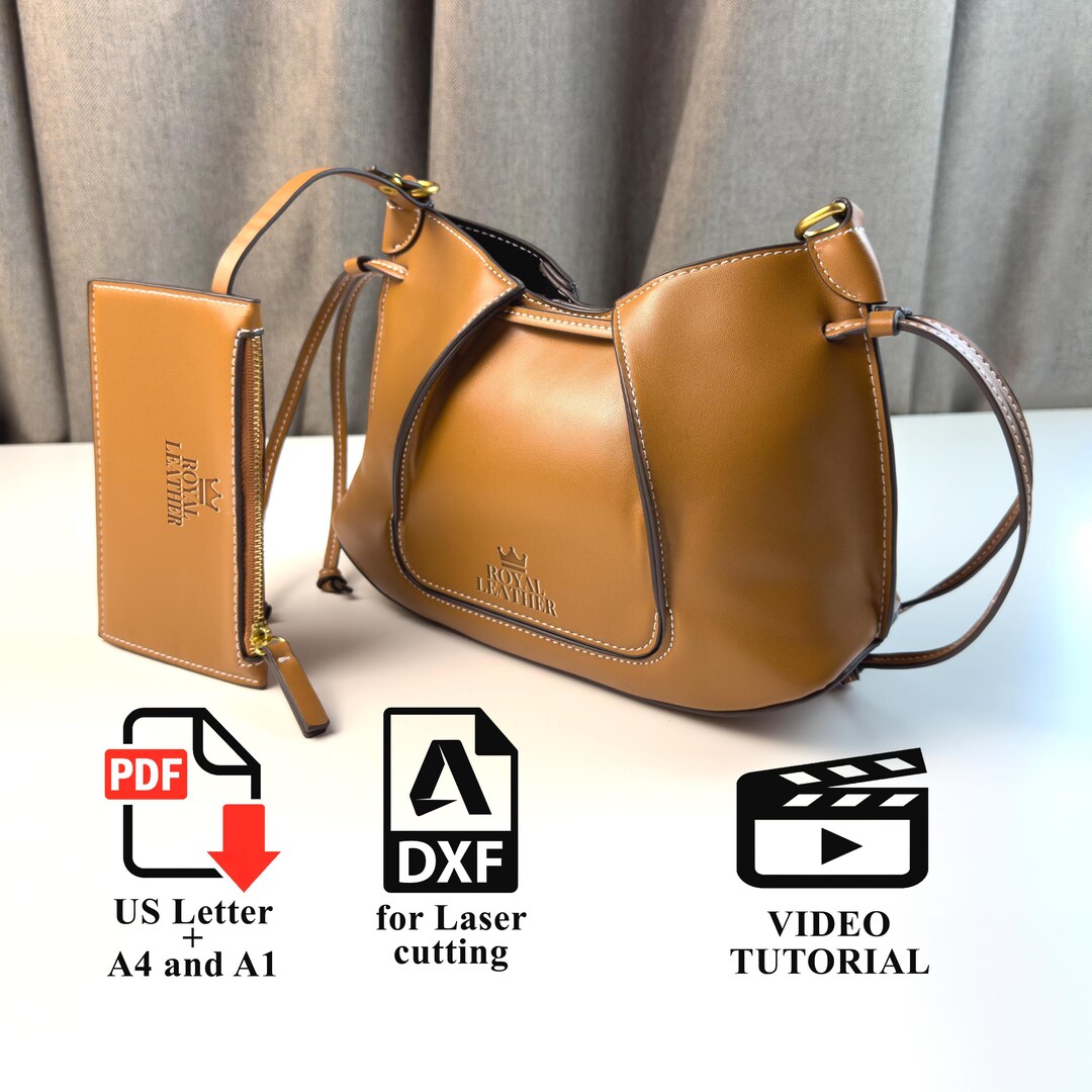 PDF & DXF Pattern Crossbody Shoulder Bag Template | Handbag Purse ...