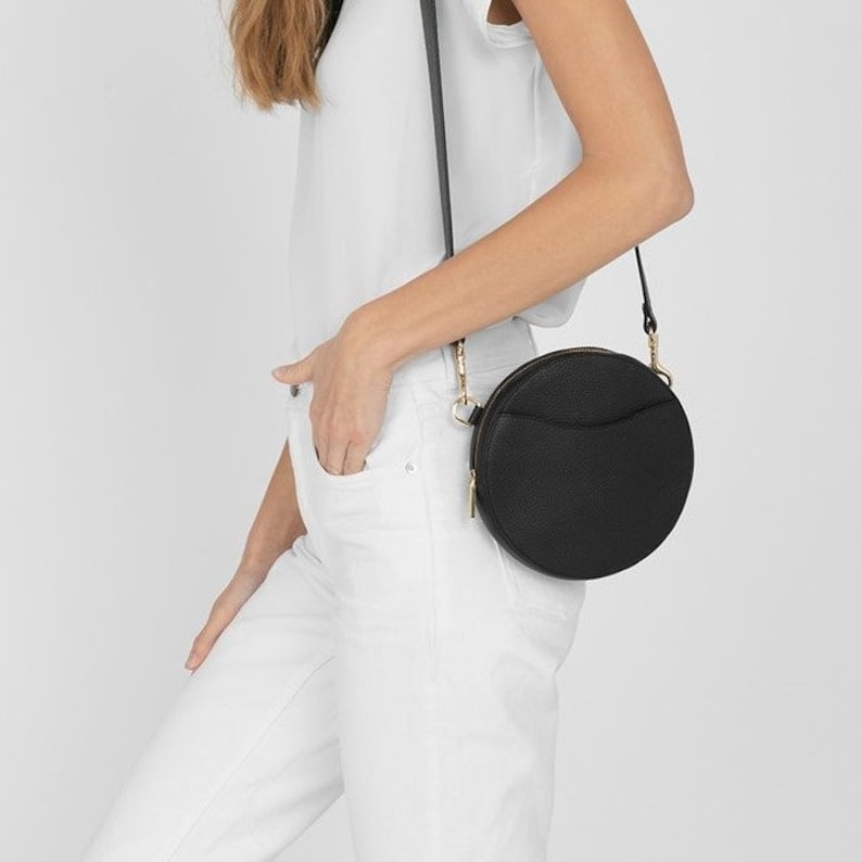 Round Leather Crossbody Bag Template: DIY Circle Purse Pattern (PDF ...