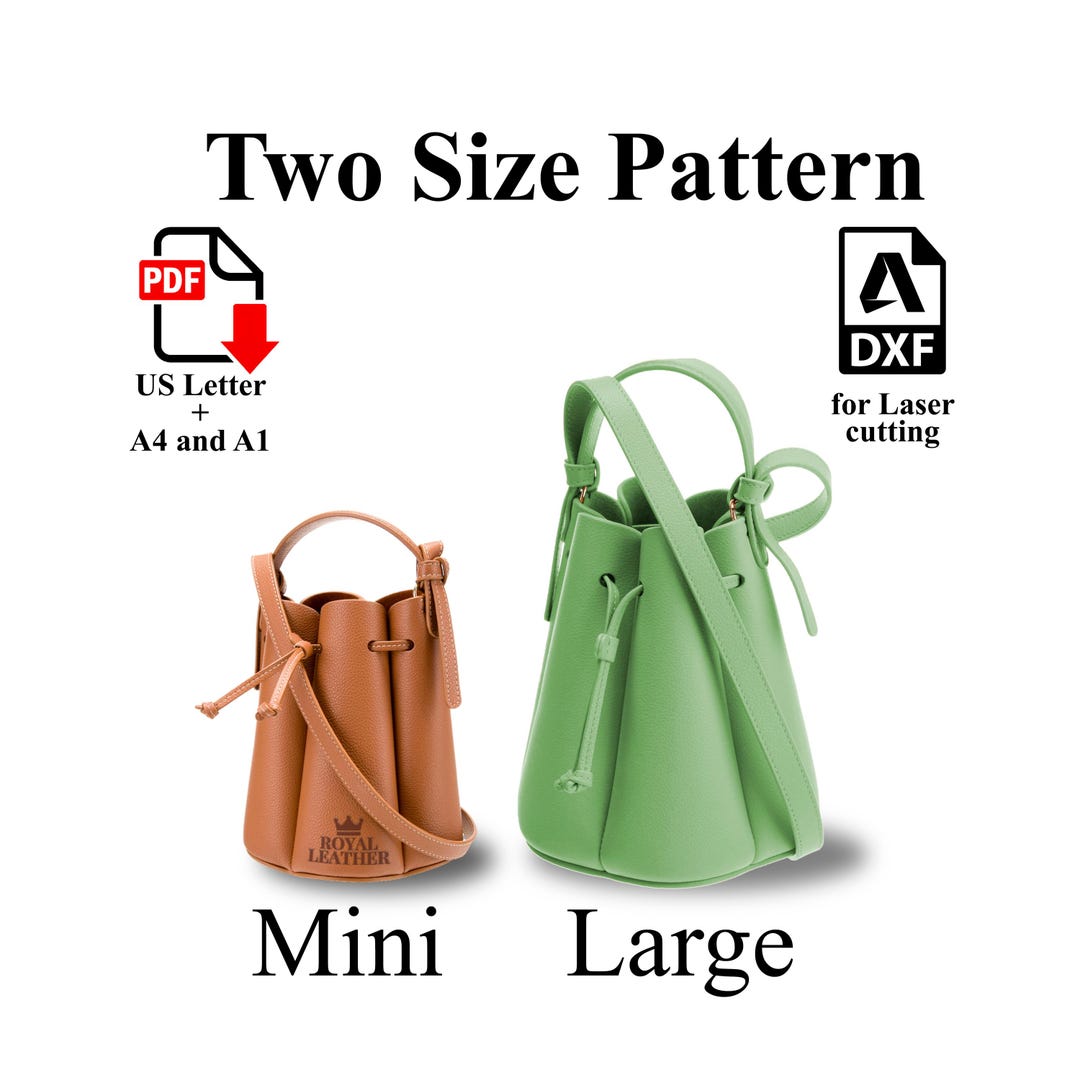 Leather Bucket Tote Bag Pattern: Small and Large Sizes (PDF and DXF) - Etsy
