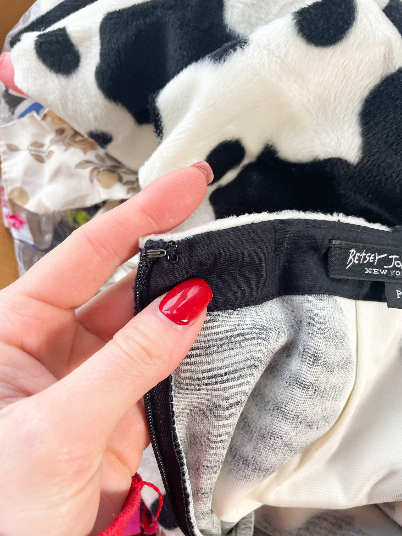 Betsey Johnson Cow Print Faux Fur Pencil Skirt - the Nanny Iconic 90s ...
