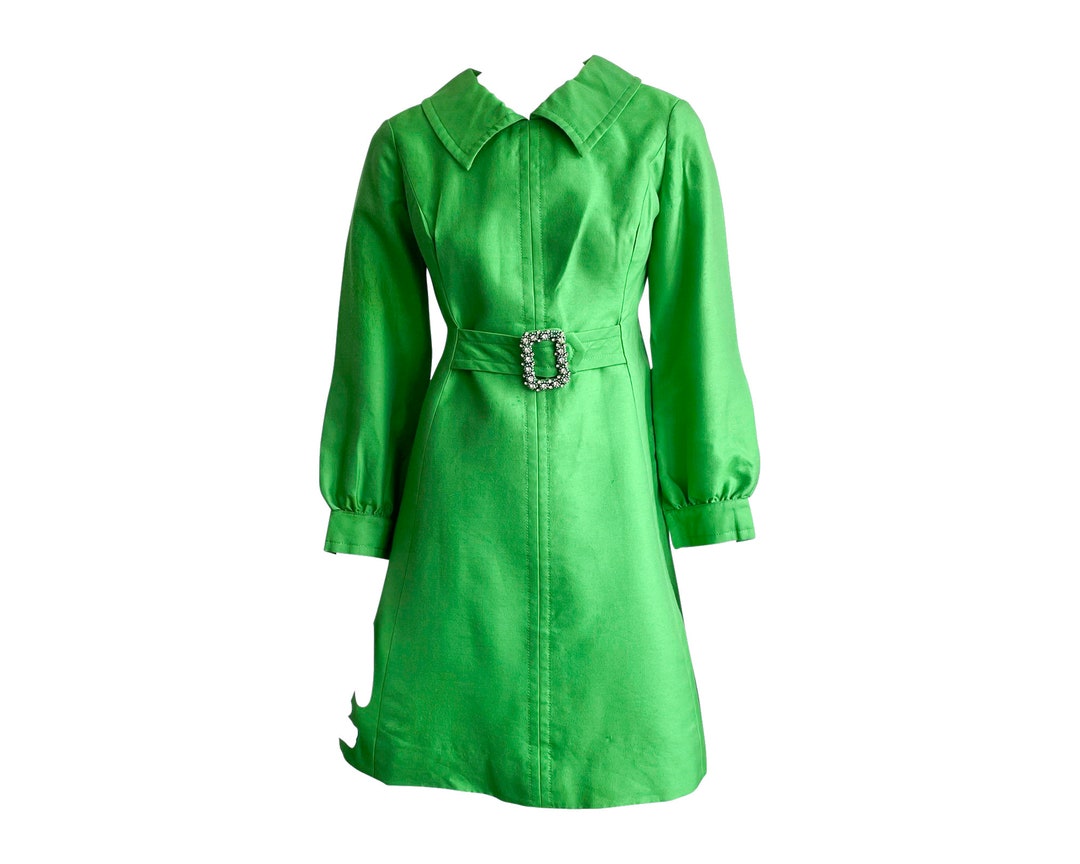 Vintage 60s Green Mini Dress, Elegant Cocktail Dress, Rhinestone ...