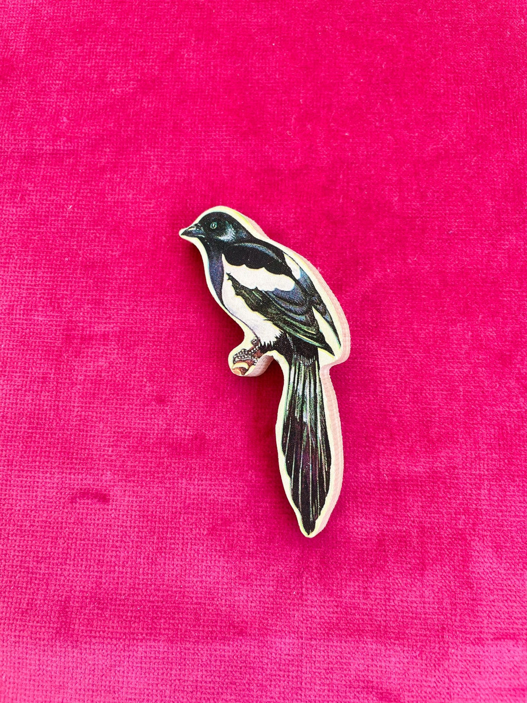 Vintage Bird Motif Brooch, Bird Print, Magpie, Lightweight, Quirky ...