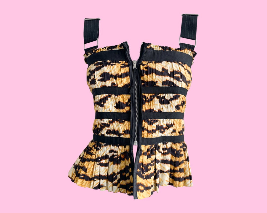 Y2K Dolce & Gabbana Tiger Print Bustier: Peplum Hem Corset - Etsy UK
