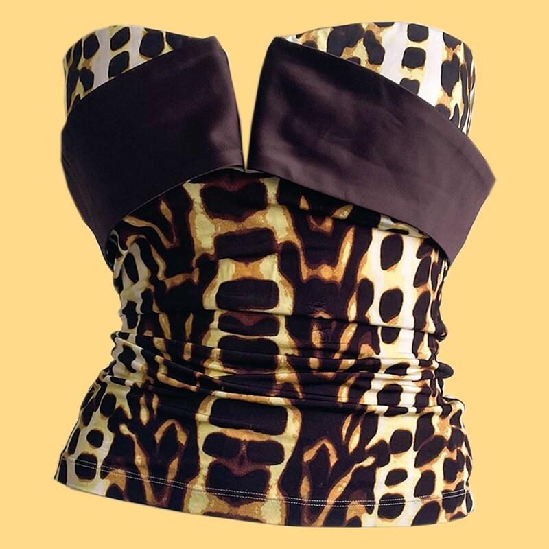 Y2k Leopard Print Tops - Etsy