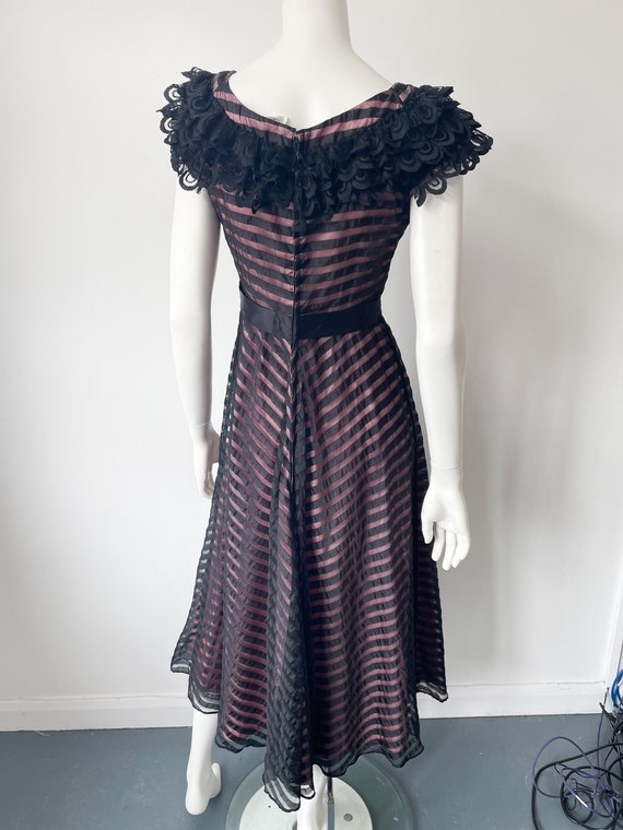 Vintage Susan Small Prom Dress, Black and Pink Lace, … - Gem