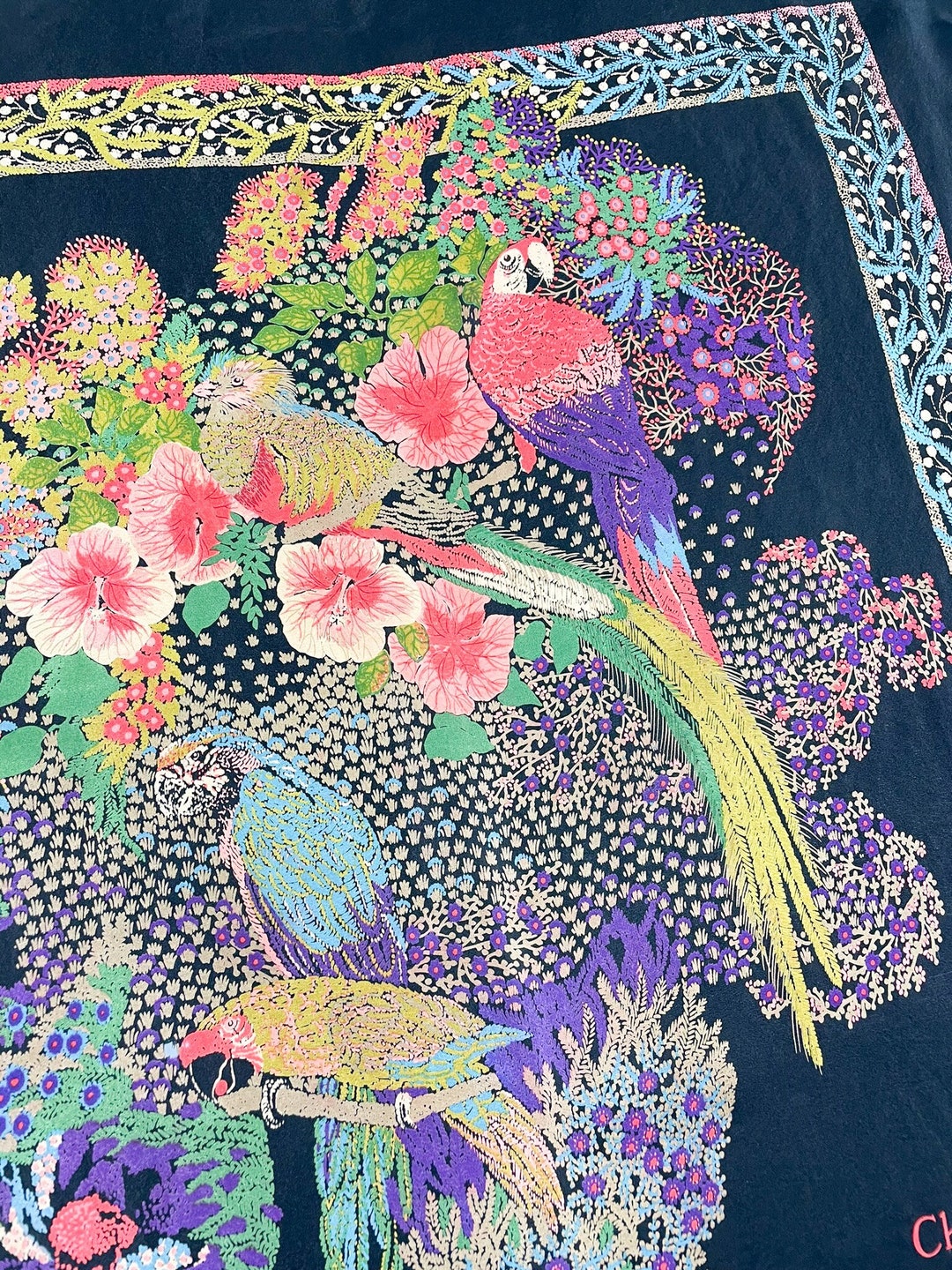 Vintage 70s Christian Dior Parrot Print Scarf, Bird Print, 1970s ...