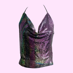 Vintage 80s Oil Slick Chainmail Top, Iridescent, Beetle Colours ...