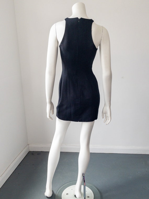 Vintage Op Art Bodycon Dress, Black and White, V-Neck… - Gem