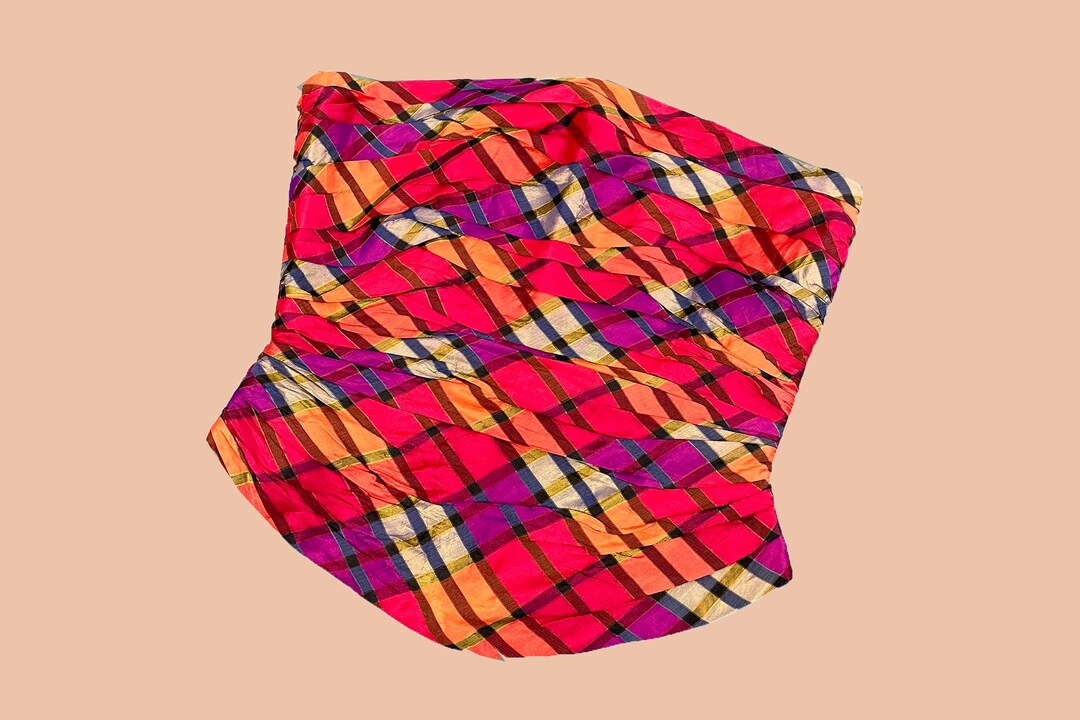 Vintage 80s Plaid Bustier Top, John Marks by Helen Hutton, Strapless ...