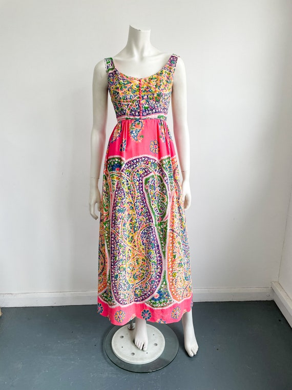 Vintage 70s Jean Allen Maxi Dress: Psychedelic Paisle… - Gem