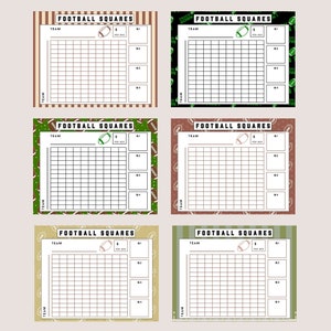Printable Football Square Template, 100 Square Football Pool Template ...