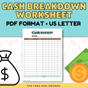 Printable Cash Breakdown Template, Cash Breakdown Sheet, Cash Teller ...