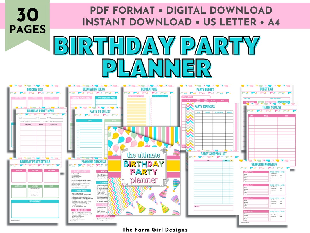Birthday Party Planner Birthday Planner Event Planner - Etsy