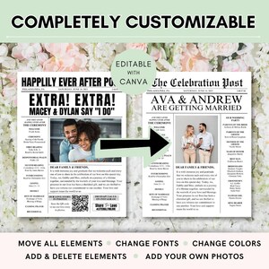 Editable Wedding Newspaper Program, Newsletter Canva Template, Wedding ...
