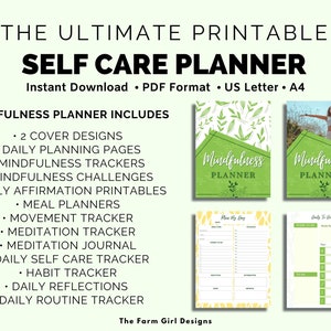 Self Care Planner, Mindfulness Planner, Self Care Journal, Wellness ...
