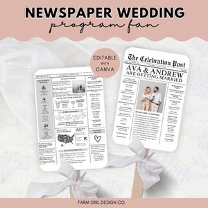 Newspaper Wedding Program Fan, Folded Newspaper Wedding Program ...