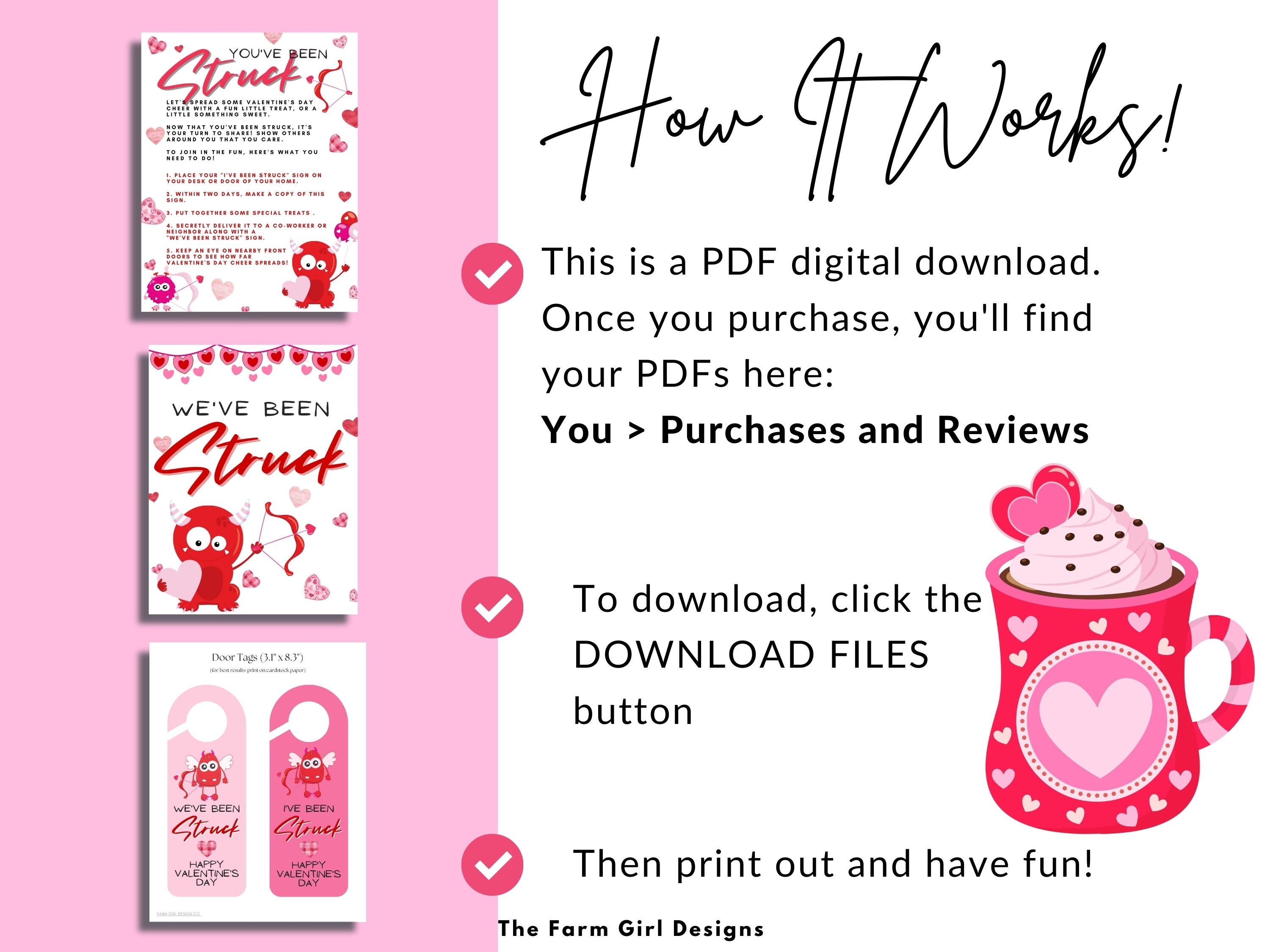 Printable You've Been Struck Valentine Kit I've Been - Etsy