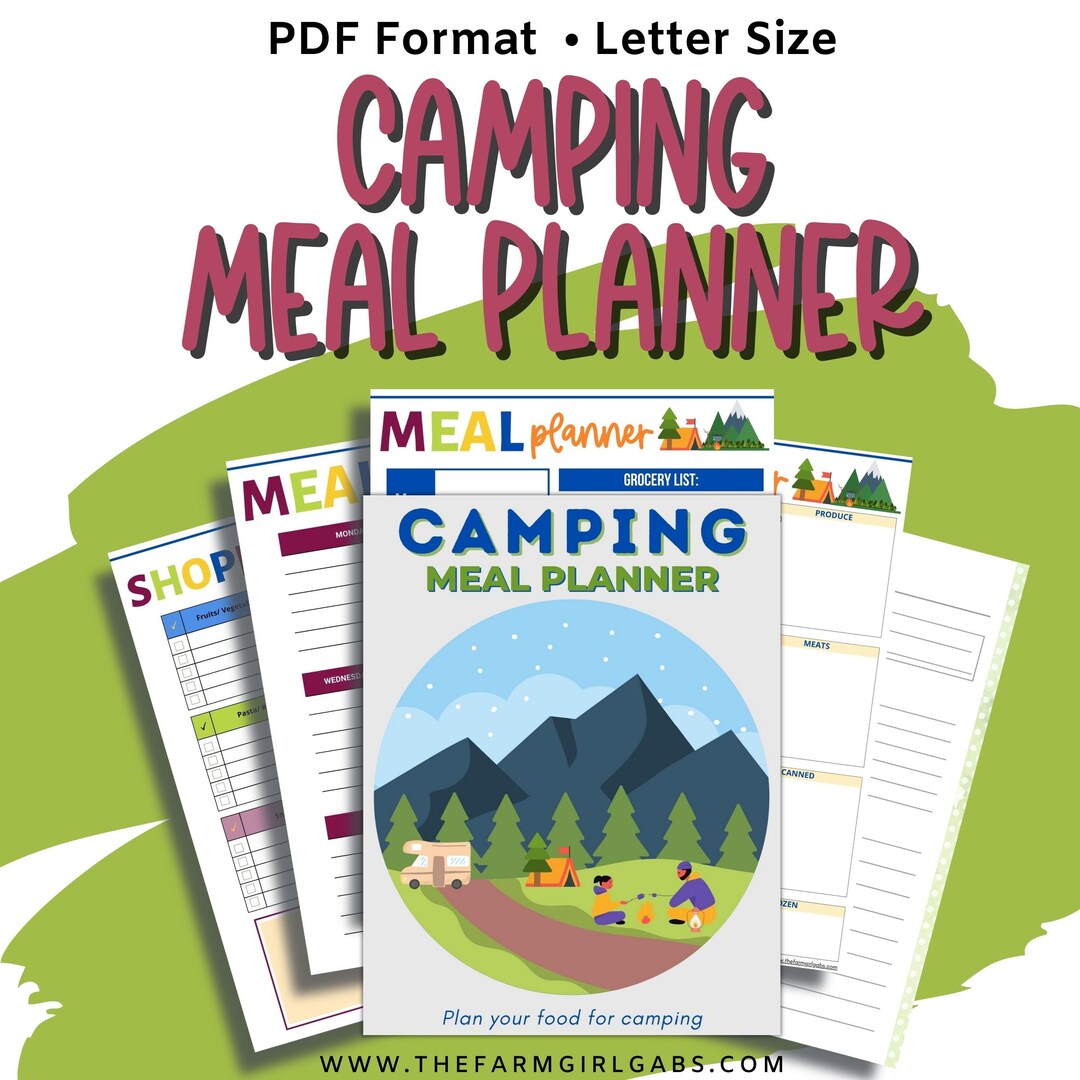 Camping Meal Planner, Camping Checklist, Family Camping Trip, Printable ...