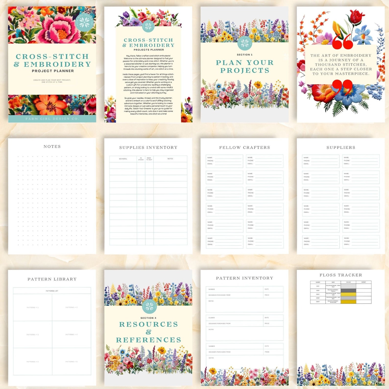 Cross Stitch Planner, Embroidery Planner, Craft Planner, Craft Project ...